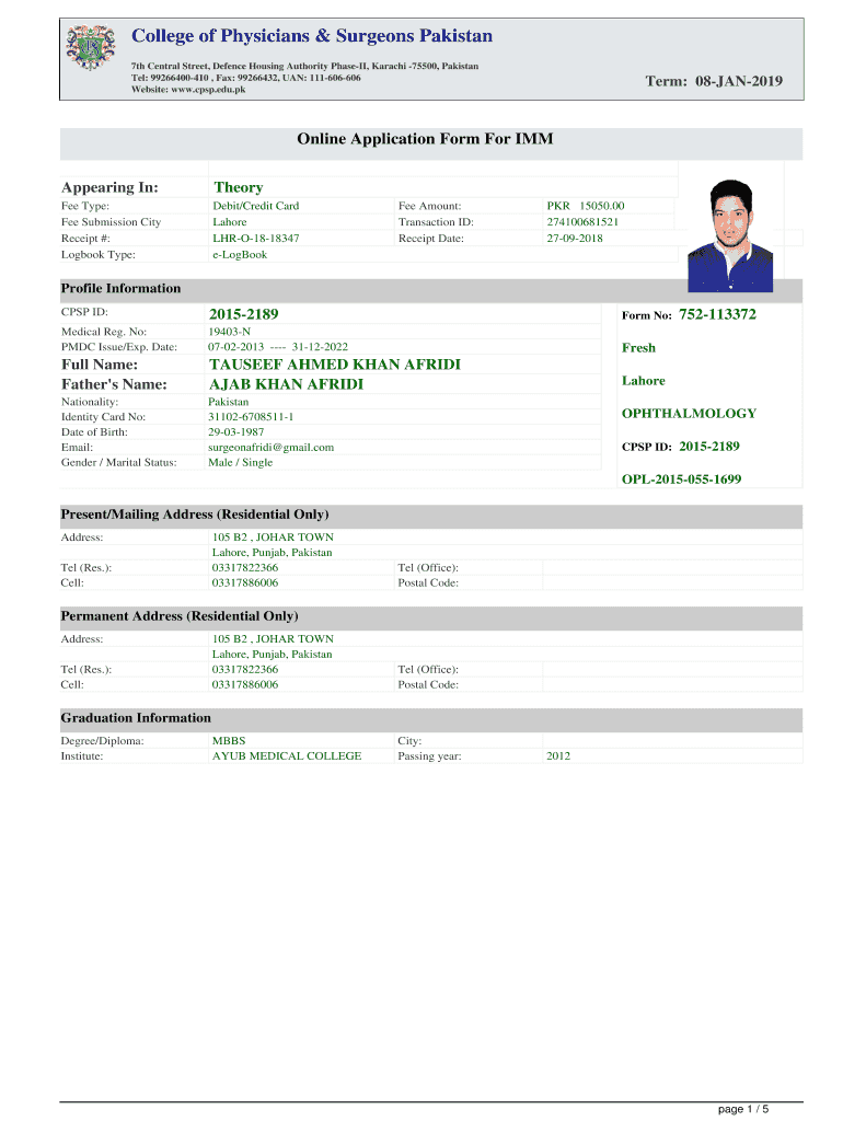 Fillable Online Online Application Form Examination. Online Application ...