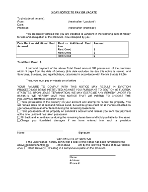 Fillable Online 3 Day Notice to Pay (Download).doc Fax Email Print ...
