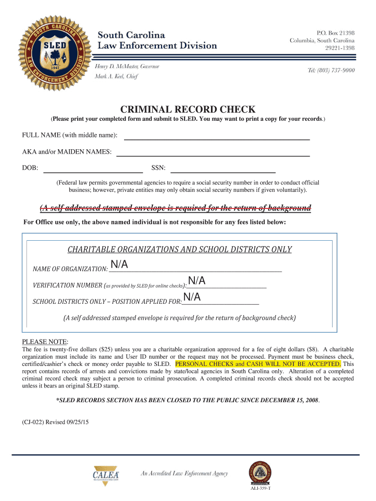 Fillable Online Virginia State Police - CJIS Criminal Record Checks Fax ...