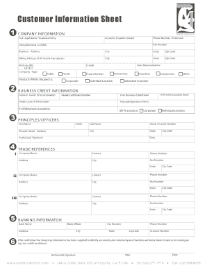 Fillable Online Customer Info Sheet Fax Email Print - pdfFiller