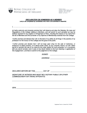 Fillable Online Declaration on Admission as a Member Form Fax Email ...