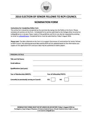 Fillable Online NEW NOMINATION FORM - Senior fellows ii Fax Email Print - pdfFiller