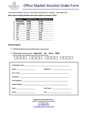 Fillable Online Office Market Stocklist Order Form Fax Email Print ...