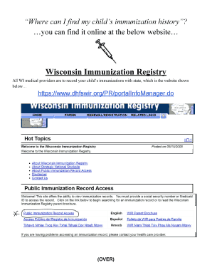 Wisconsin Immunization Registry Portal - Fill Online, Printable ...