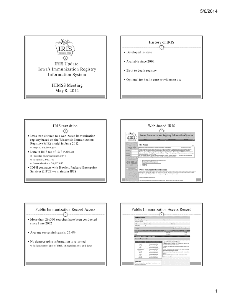 Fillable Online Update from Iowa's Immunization Registry Information ...