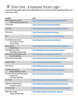 Fillable Online Employee Gateway Portal Login - Elim Care Fax Email ...