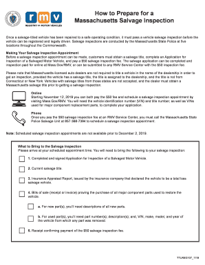 Fillable Online How to Prepare for a Massachusetts Salvage Inspection ...