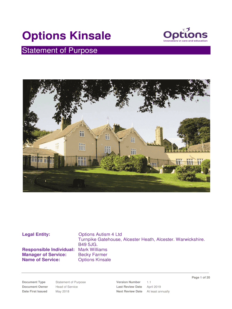 Fillable Online Options Kinsale. Statement of Purpose - PDF - DocPlayer ...