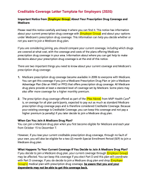 Fillable Online Creditable Coverage Letter Template for Employers (2020 ...