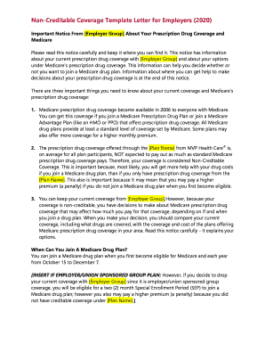 Fillable Online Non-Creditable Coverage Template Letter for Employers ...