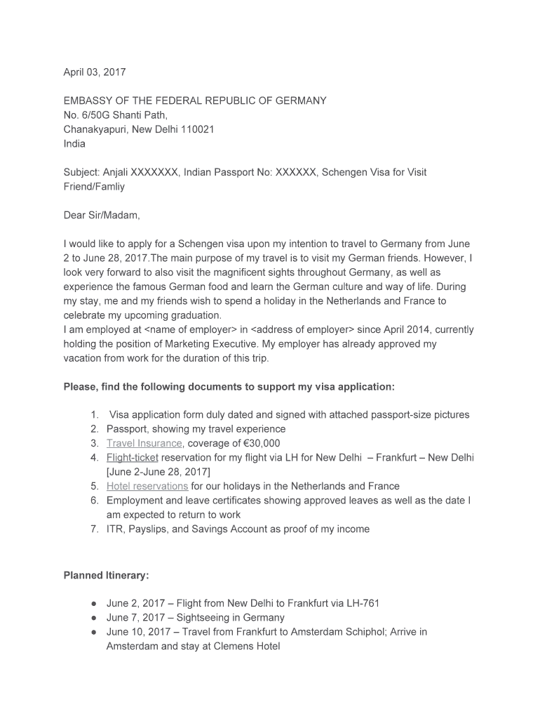 Fillable Online Cover Letter For Schengen Visa Samples And Writing Fax Email Print PdfFiller