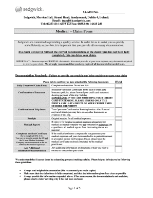 Fillable Online Ireland claim forms - Sedgwick Fax Email Print - pdfFiller