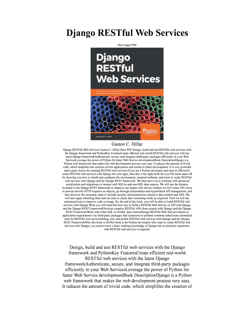 Fillable Online Building Restful Python Web Services With Django Video Fax Email Print Pdffiller