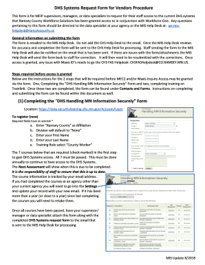 Fillable Online DHS Systems Request Form for Vendors Procedure Fax ...