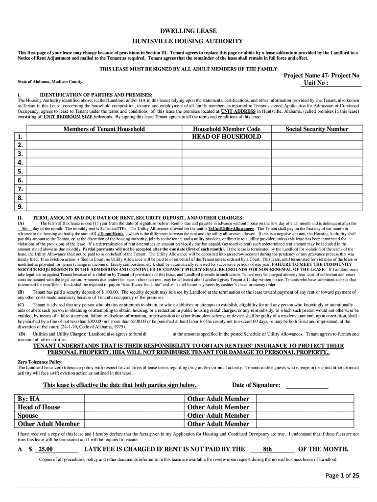 Fillable Online Appendix IV SAMPLE PUBLIC HOUSING AUTHORITY LEASE ...