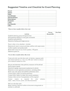 Fillable Online The Event Checklist Used By Top Event Planners - Wild ...