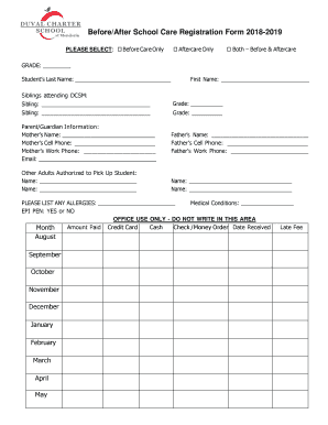 Fillable Online Before-After School Care Registration Form Fax Email ...