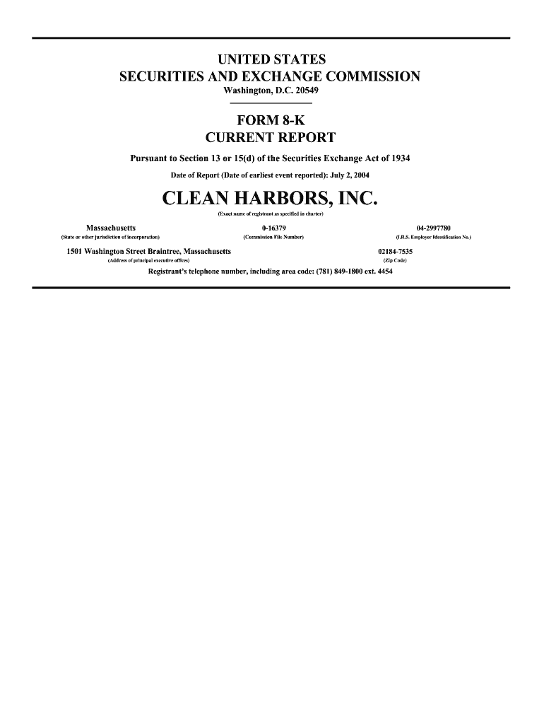 Fillable Online CLEAN HARBORS, INC. Fax Email Print - pdfFiller