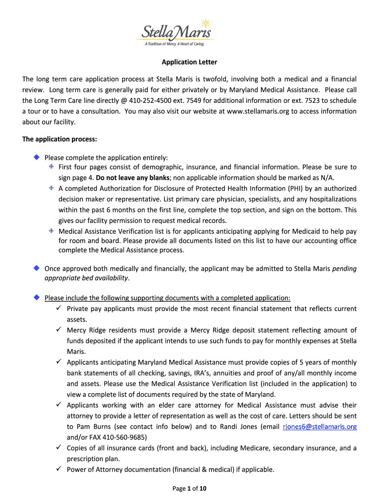 Application Letter The long term care application - Stella Maris: Fill out & sign online | DocHub