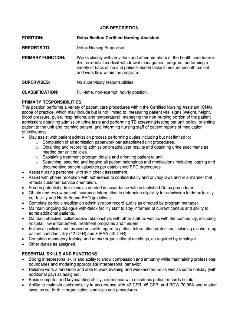 Fillable Online Detox Nurse Resume SamplesJobHero Fax Email Print ...