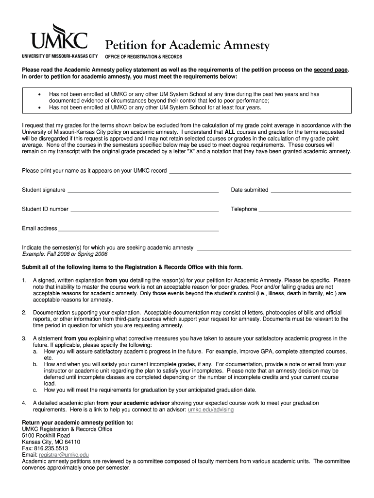 Fillable Online Petition for Academic Amnesty - Edison State Community ...