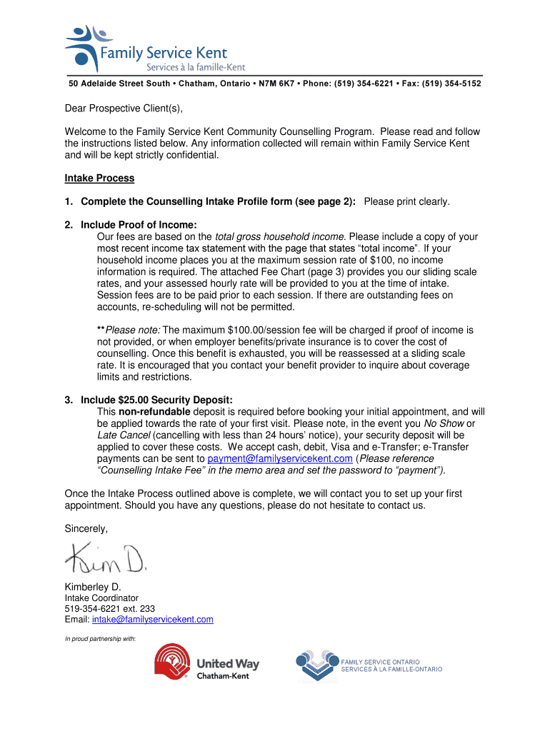 Fillable Online Dear Prospective Client(s), Welcome to the Family ...