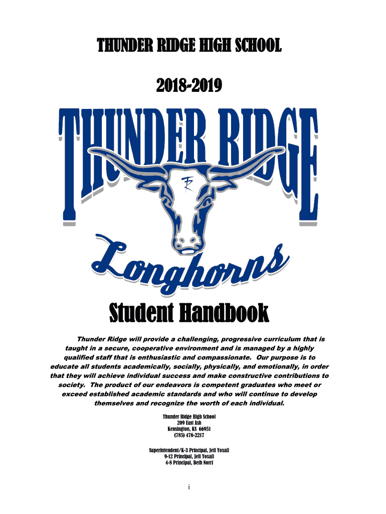 Fillable Online Thunder Ridge High School - USD 110 Thunder Ridge ...