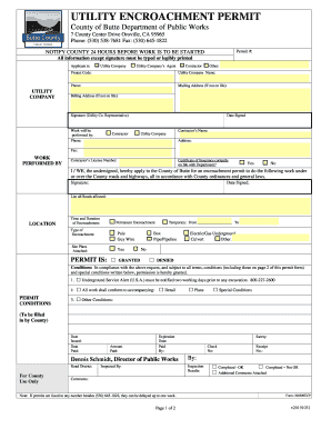 Fillable Online utility encroachment permit - Butte County Fax Email ...