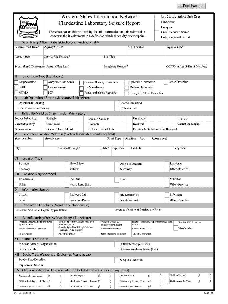 Fillable Online Western States Information Network (WSIN)State of ...