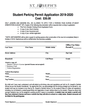 Fillable Online Student Parking Permit Application 2019-2020 Fax Email ...