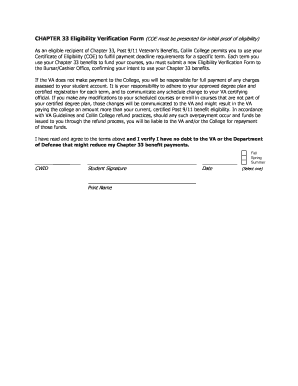 Fillable Online CHAPTER 33 Eligibility Verification Form (COE must be ...