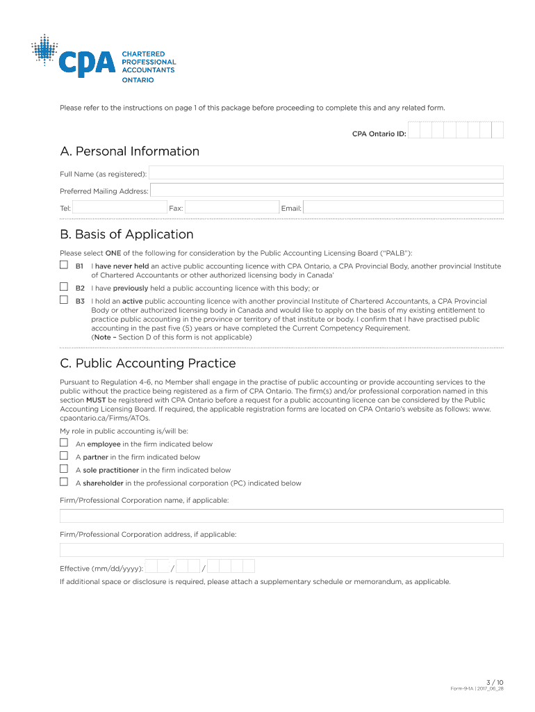 Fillable Online Public Accounting Licence New Application Package Form ...