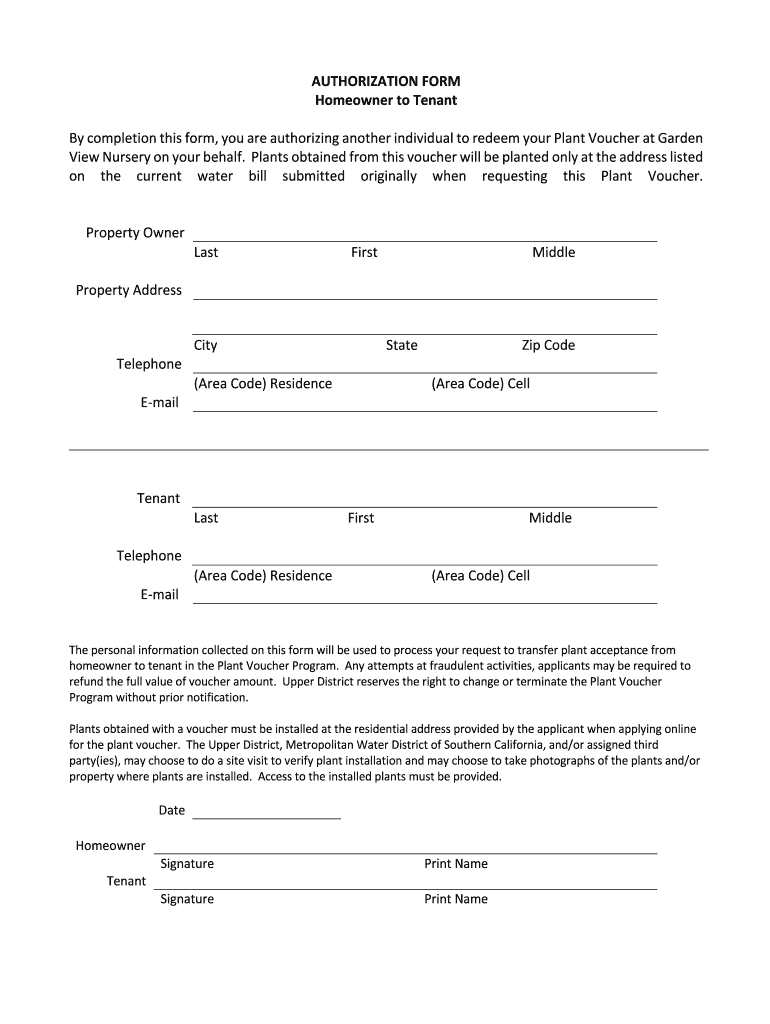 Fillable Online Authorization Form Homeowner to Tenant.docx Fax Email ...