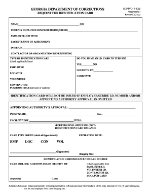 Fillable Online REQUEST FOR IDENTIFICATION CARD Fax Email Print - pdfFiller