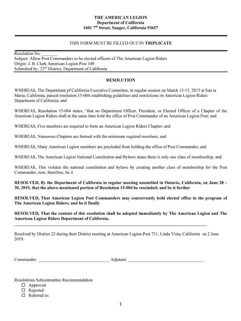 Fillable Online American Legion Riders - American Legion District 22 ...