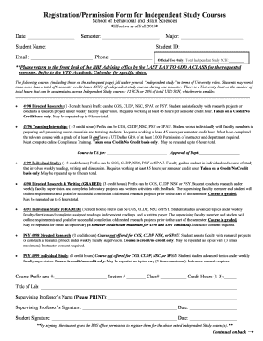 Fillable Online bbs utdallas Permission Form for Independent Study Courses Fax Email Print ...