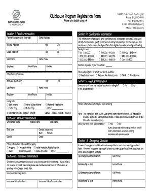 Fillable Online Clubhouse Program Registration Form Fax Email Print ...