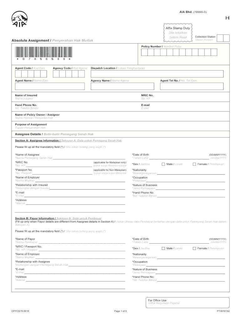 Fillable Online Absolute Assignment / Penyerahan Hak Mutlak Fax Email ...