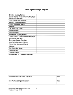 Fillable Online Fiscal Agent Change Request - Reporting and Forms (CA ...