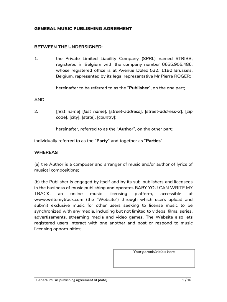 Fillable Online general-music-publishing-agreement Fax Email Print ...
