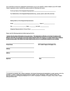 Fillable Online World Trade Center Health Program Designated ... - cdc ...