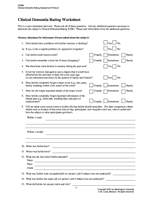 Fillable Online Reliability and Validity of the Clinical Dementia ...