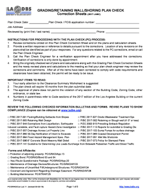 Fillable Online GRADING/RETAINING WALL/SHORING PLAN CHECK Correction ...