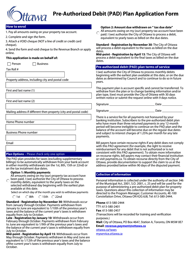 Fillable Online Pre-authorized Tax Payment Plan Authorization Agreement Fax Email Print - pdfFiller