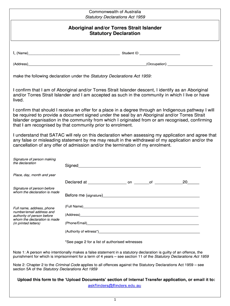 Fillable Online Statutory Declaration - Australian Government ...