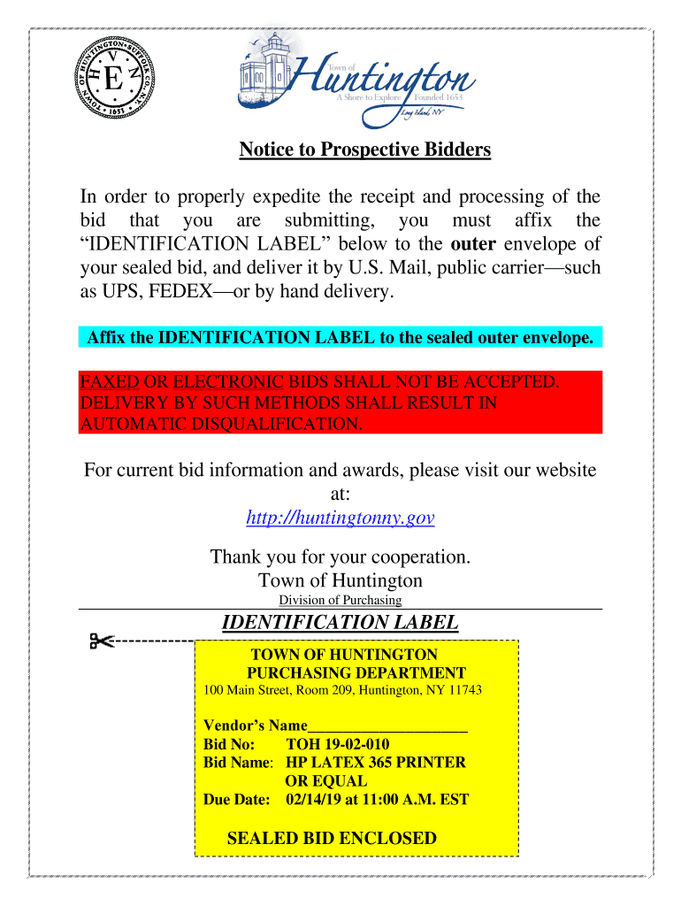 Fillable Online Get the Notice to Prospective Bidders In order to ...