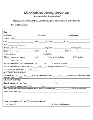 Fillable Online APPLICATION FORM FOR RNs & LPNs. Fax Email Print ...