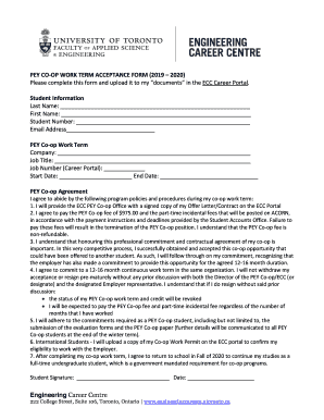 Fillable Online PEY CO-OP WORK TERM ACCEPTANCE FORM (2019 2020) my ...