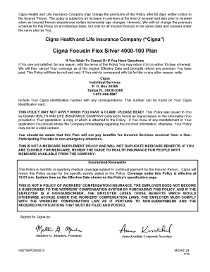 Fillable Online Cigna Health and Life Insurance Company (Cigna ... Fax ...