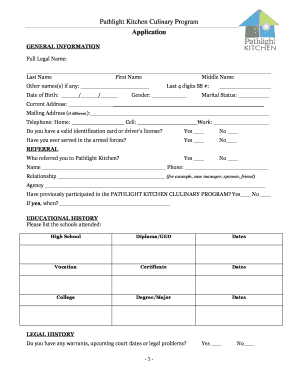 Fillable Online Application for Cathedral Kitchens Culinary and Baking ...